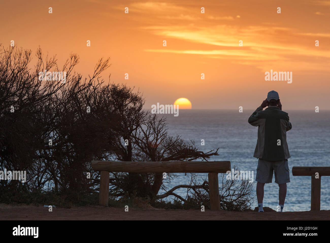 Southwest Australia, Prevelly, Surfers Point, surf watchers, dusk Stock ...