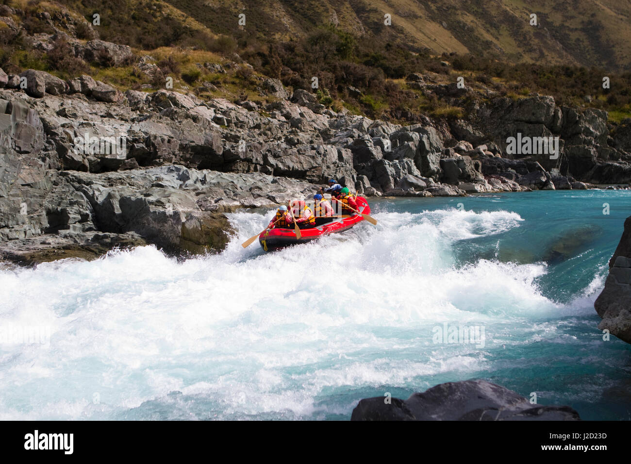 Rafting down the Rangitata Gorge and the Rangitata River, New Zealand ...