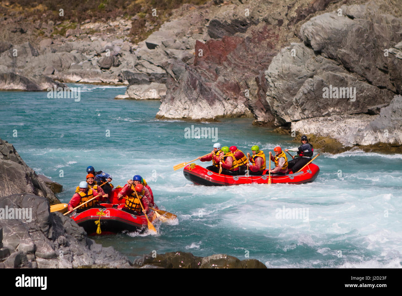 Rafting down the Rangitata Gorge and the Rangitata River, New Zealand ...