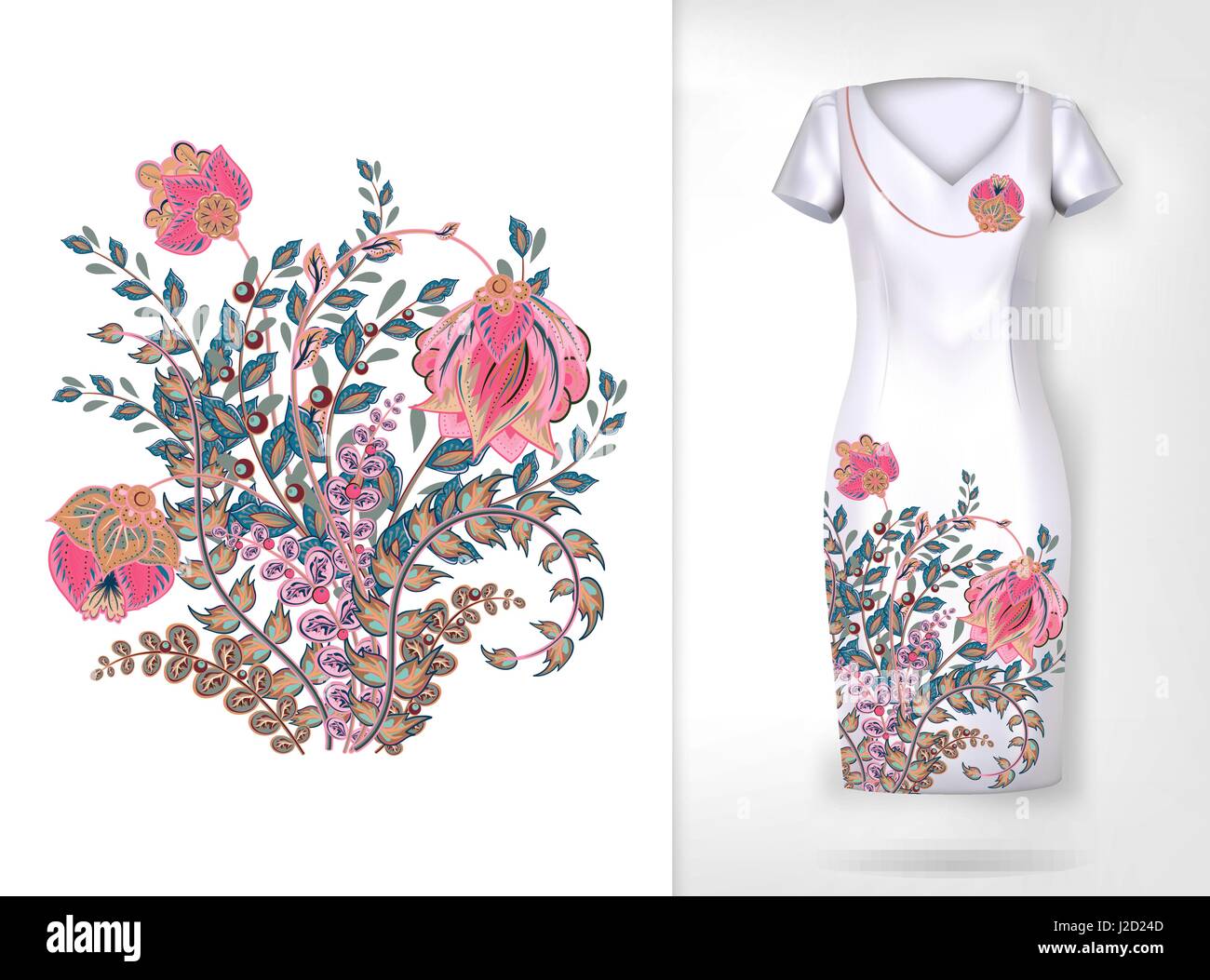 Embroidery colorful trend floral pattern. Vector traditional ornamental ...