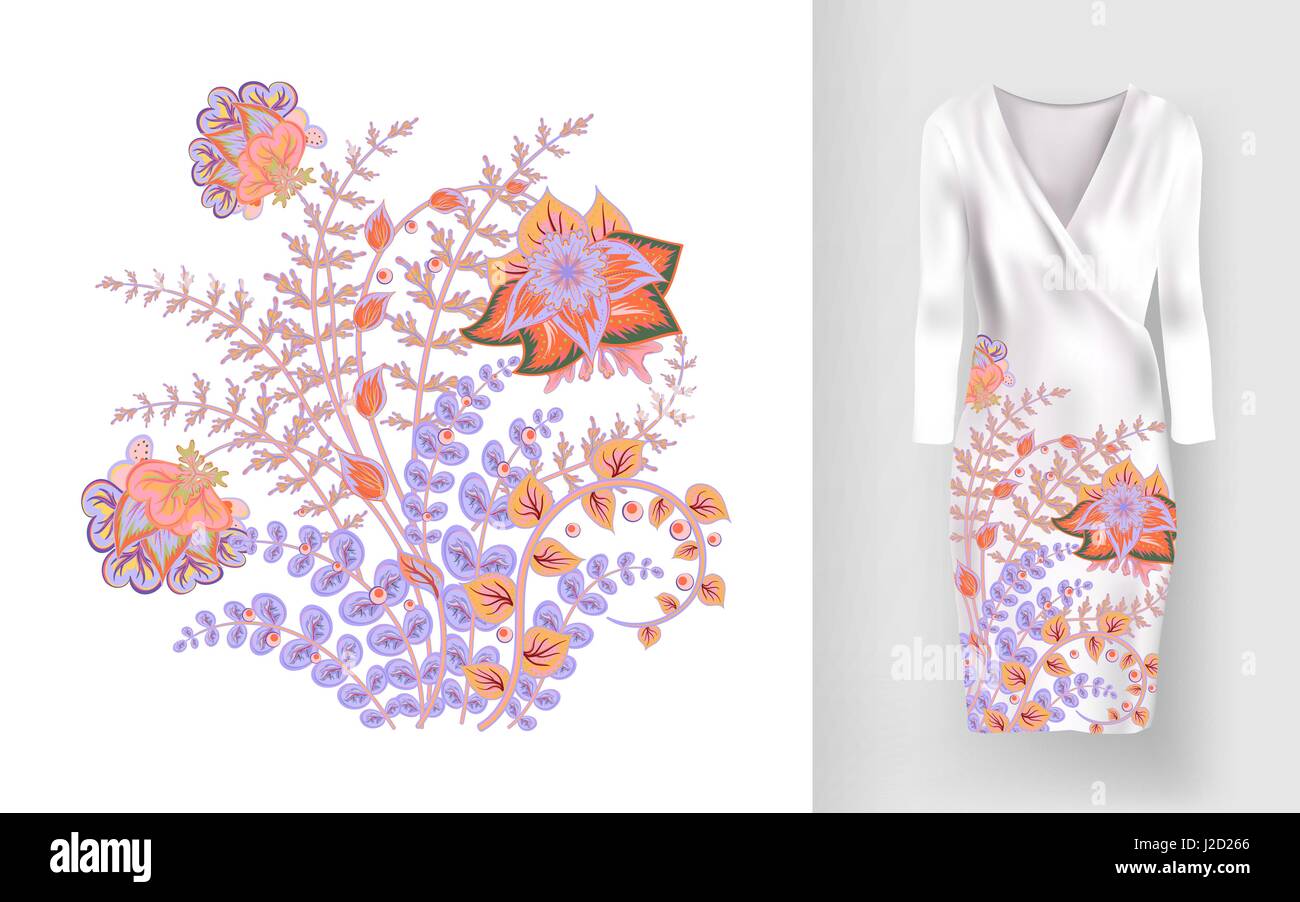 Embroidery colorful trend floral pattern. Vector traditional ornamental ...