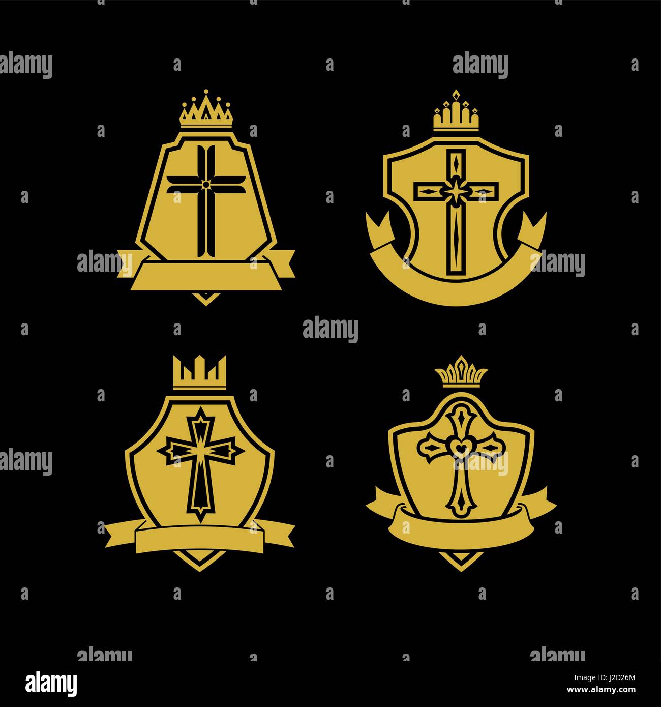 Church logo. Christian symbols. The shield with the cross of Jesus and ...