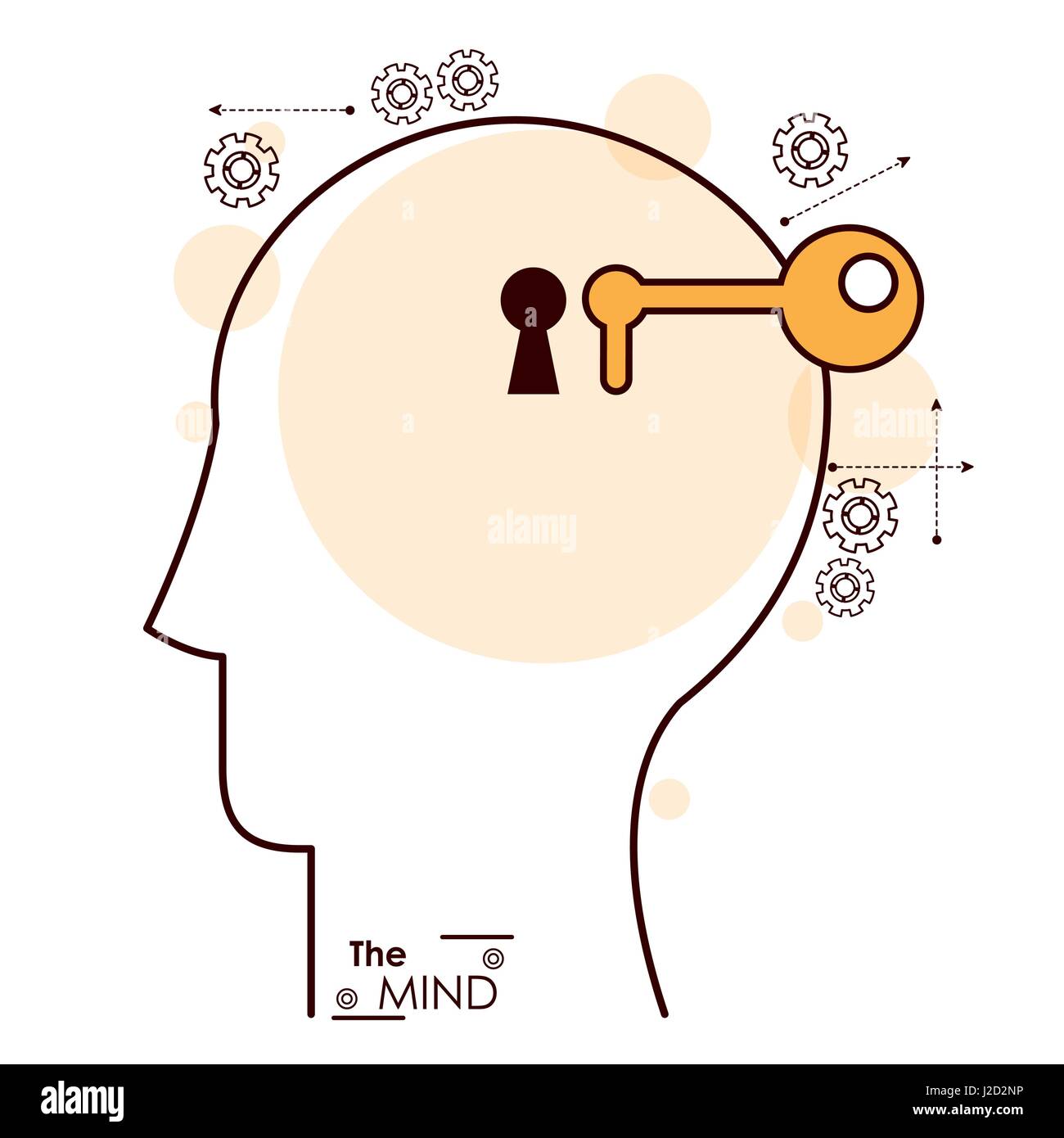 the mind human head key hole gear Stock Vector Image & Art - Alamy