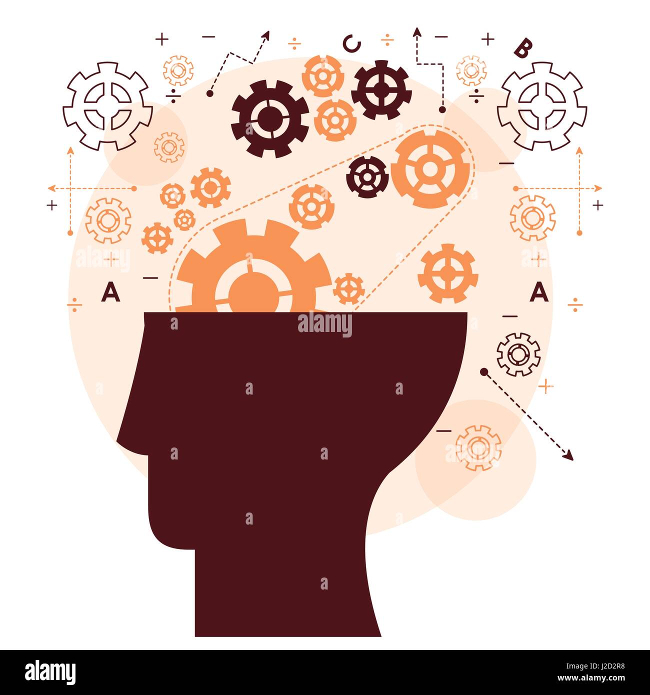 human head mind gear memory mentality work Stock Vector Image & Art - Alamy