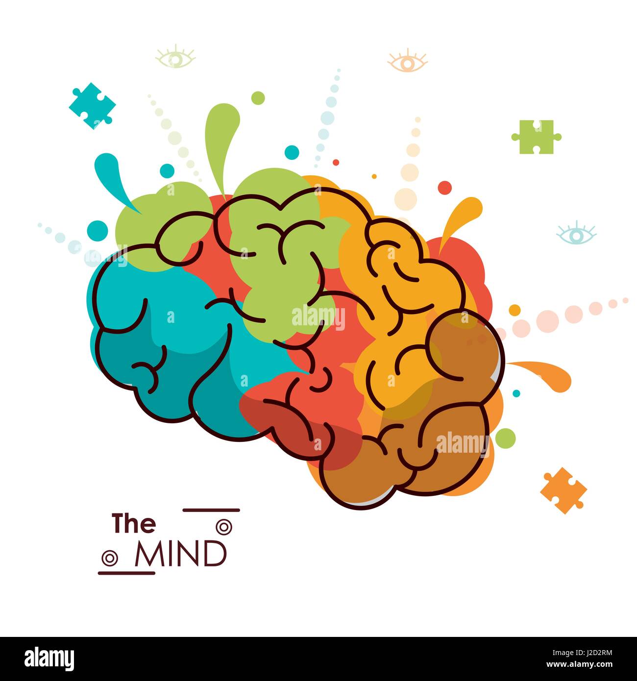 the mind colo brain creativity invention design Stock Vector Image ...