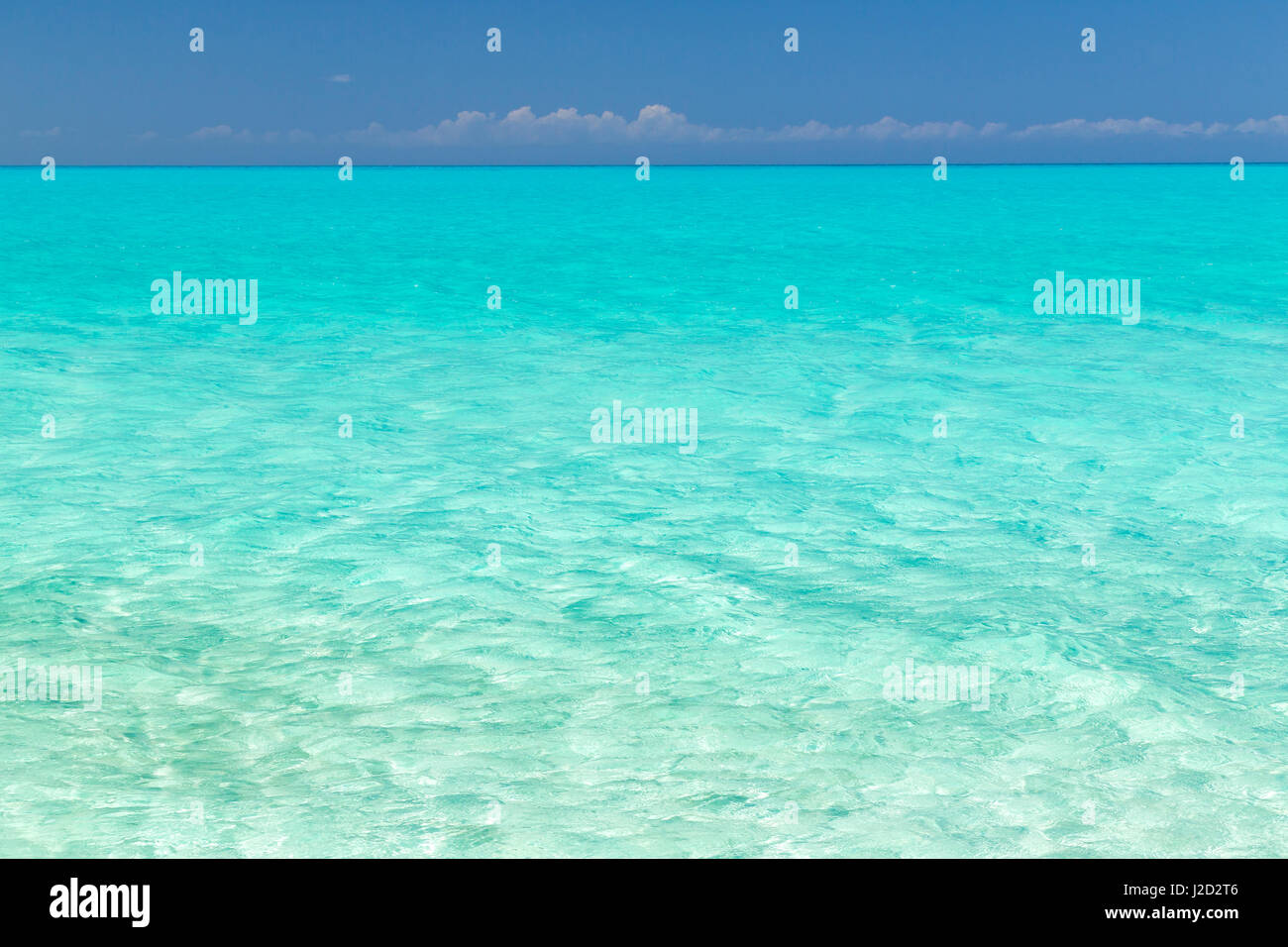 Bahamas, Little Exuma Island. Seascape of aqua ocean water. Credit as ...