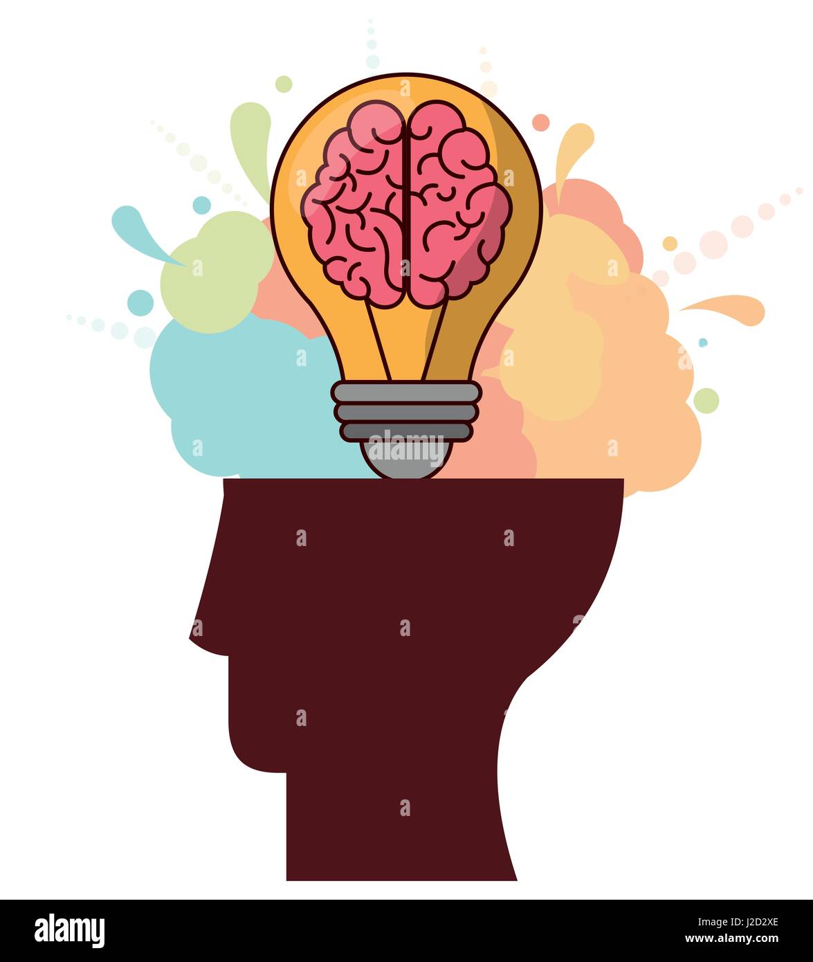 human head mind bulb brain creativity design Stock Vector Image & Art ...
