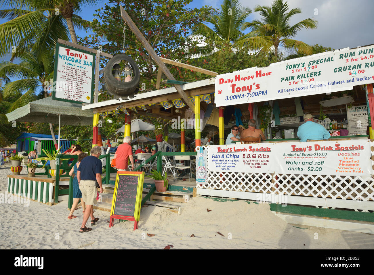 Sandy Cay. British Virgin Islands, Tortola. Tony's Welcome Bar on the ...