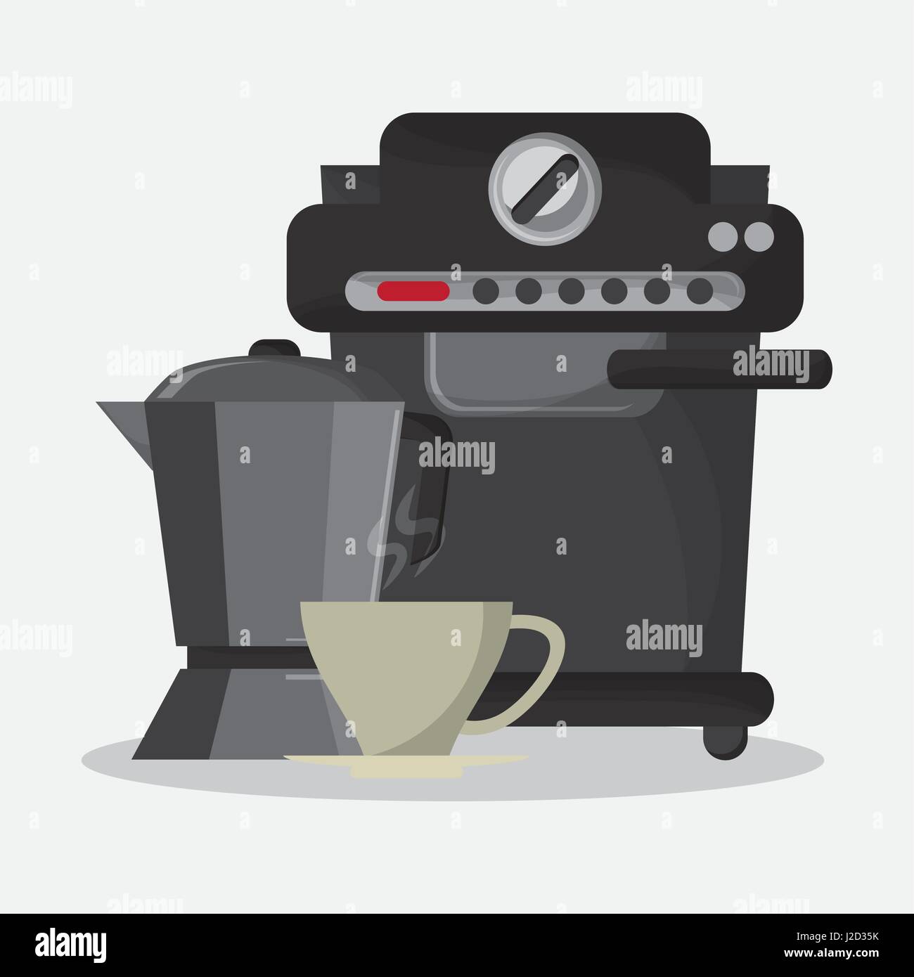 Coffee espresso machine with metallic jar with handle and mug Stock ...