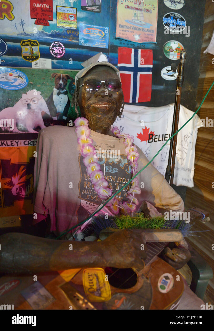 British Virgin Islands, Jost Van Dyke. Caricature of Foxy Callwood ...
