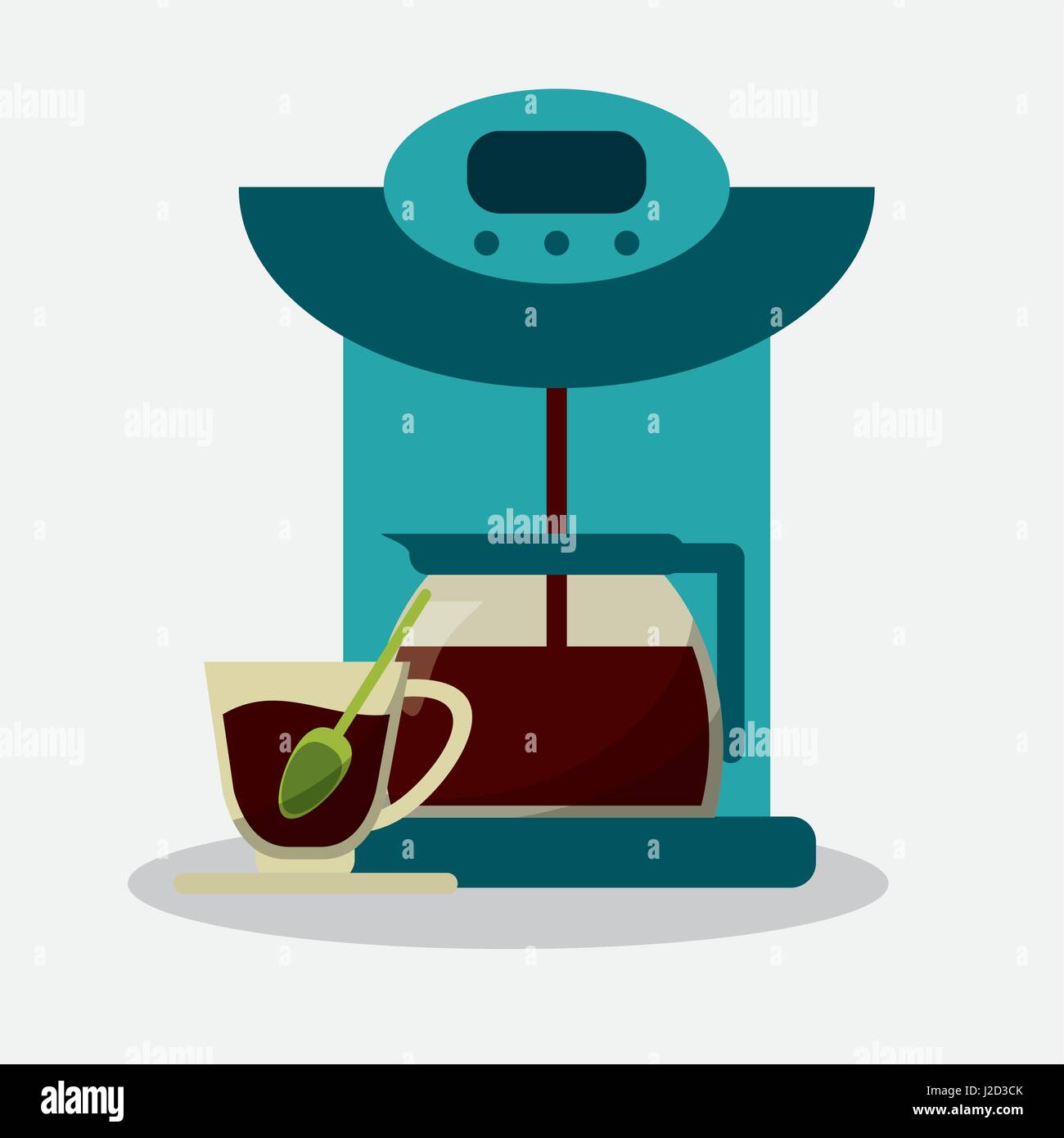 colorful coffee espresso machine with glass jar and porcelain cup of ...