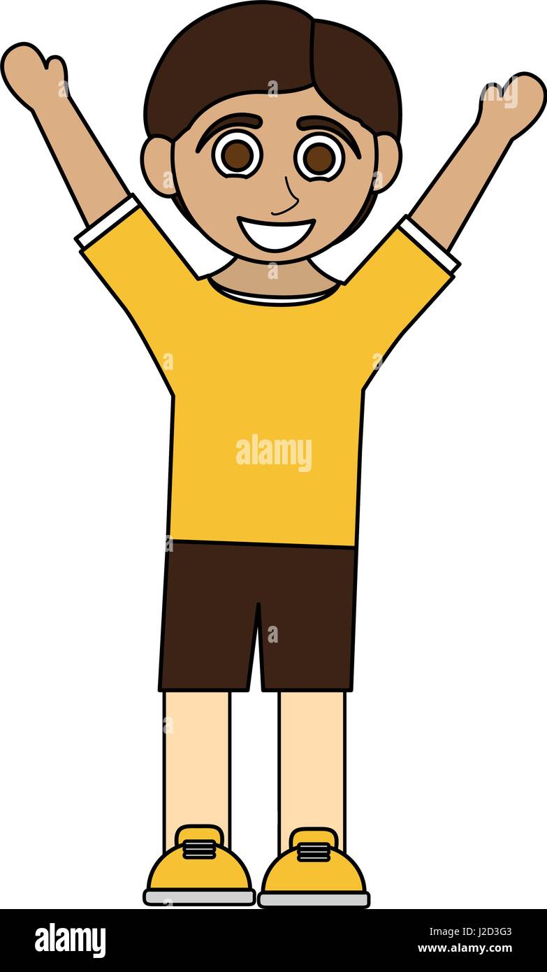 colorful caricature boy with open arms up Stock Vector Image & Art - Alamy