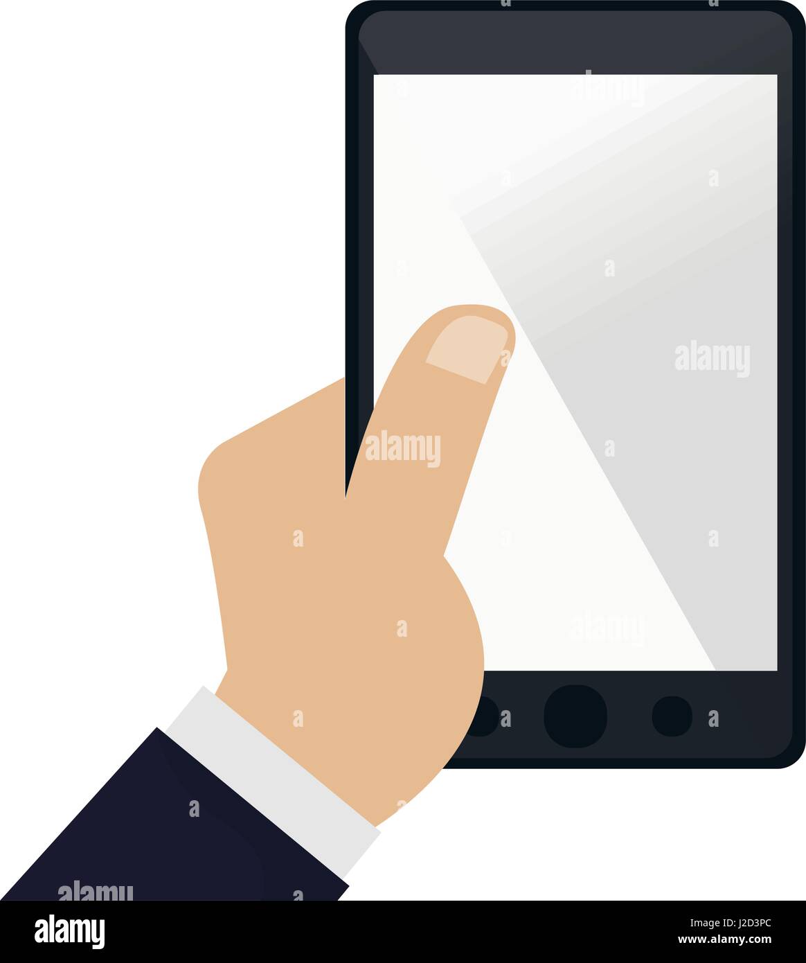 color graphic smartphone tech device with hand pressing Stock Vector ...