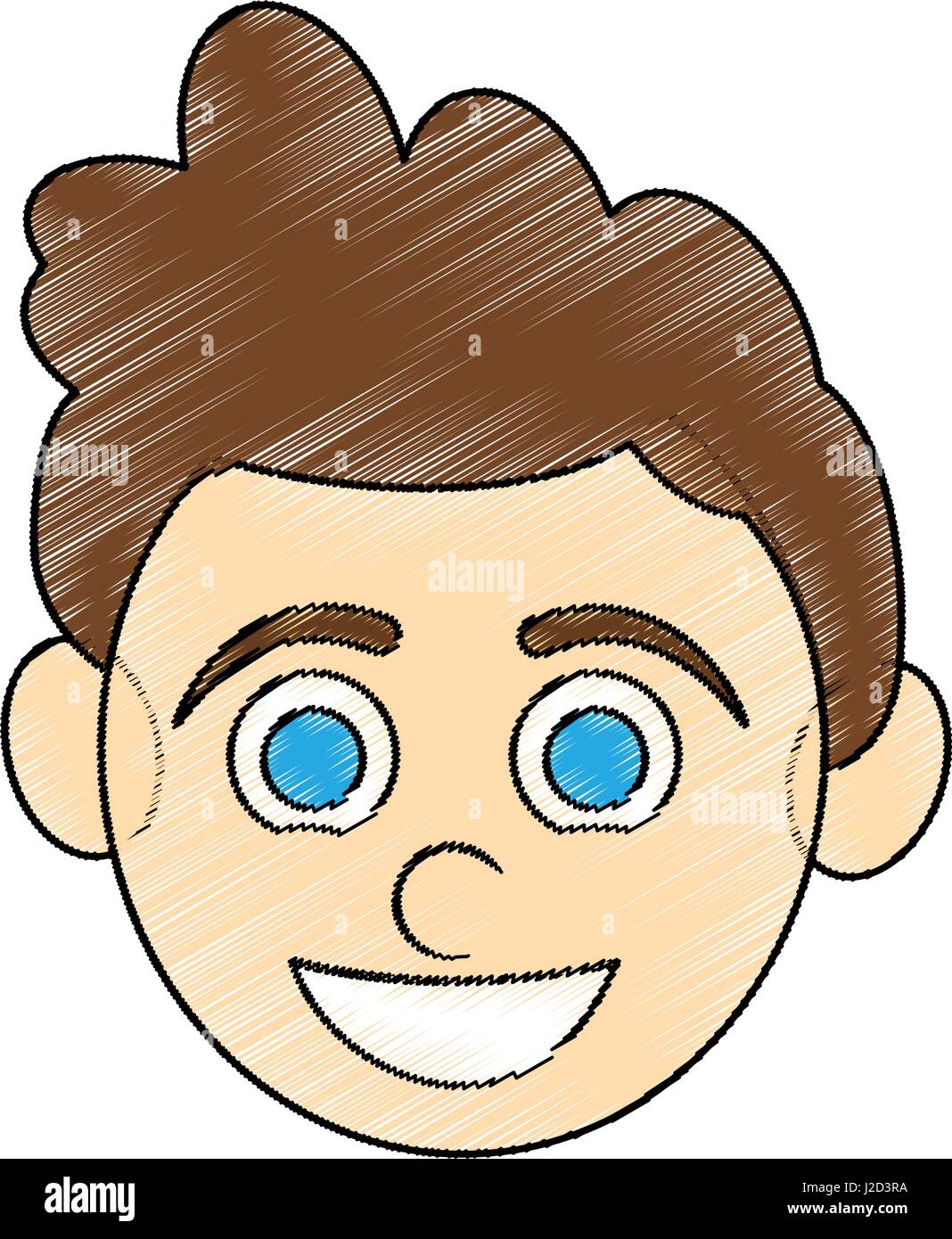 color pencil caricature front face boy with expressive gestures Stock ...
