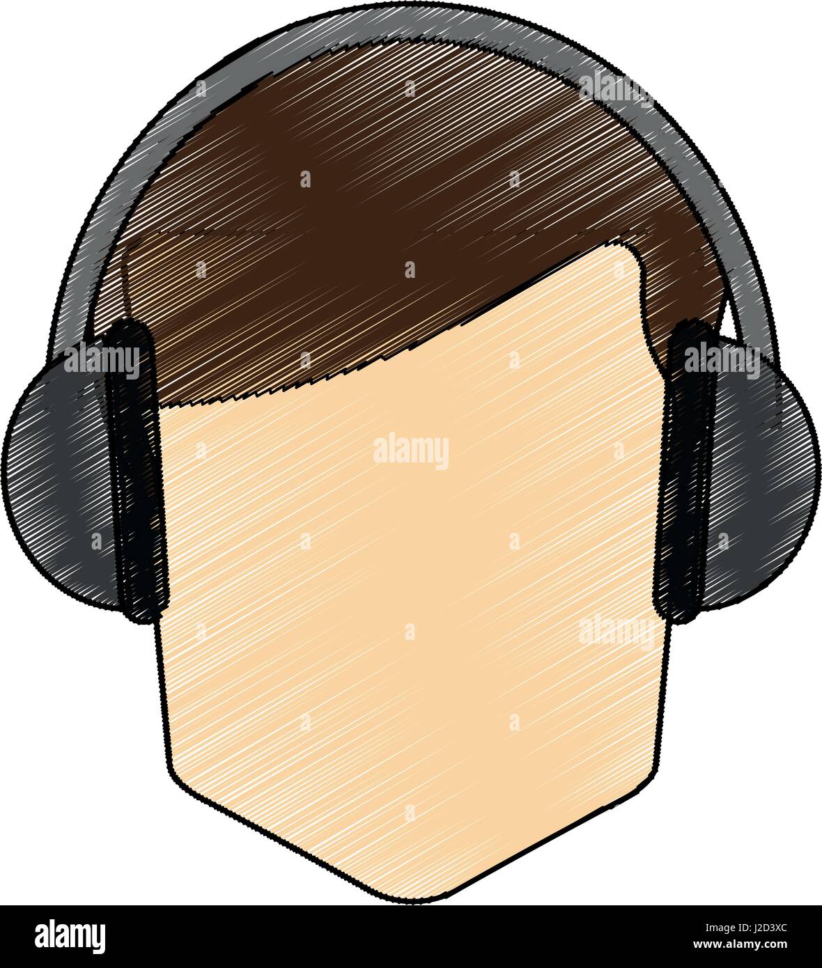 color pencil front faceless guy customer service icon Stock Vector ...