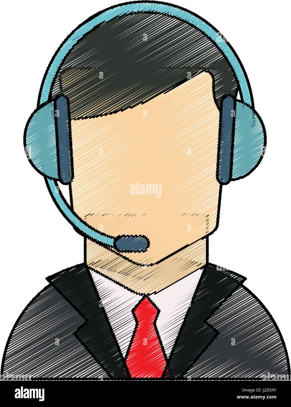 color pencil faceless guy customer service icon Stock Vector Image ...