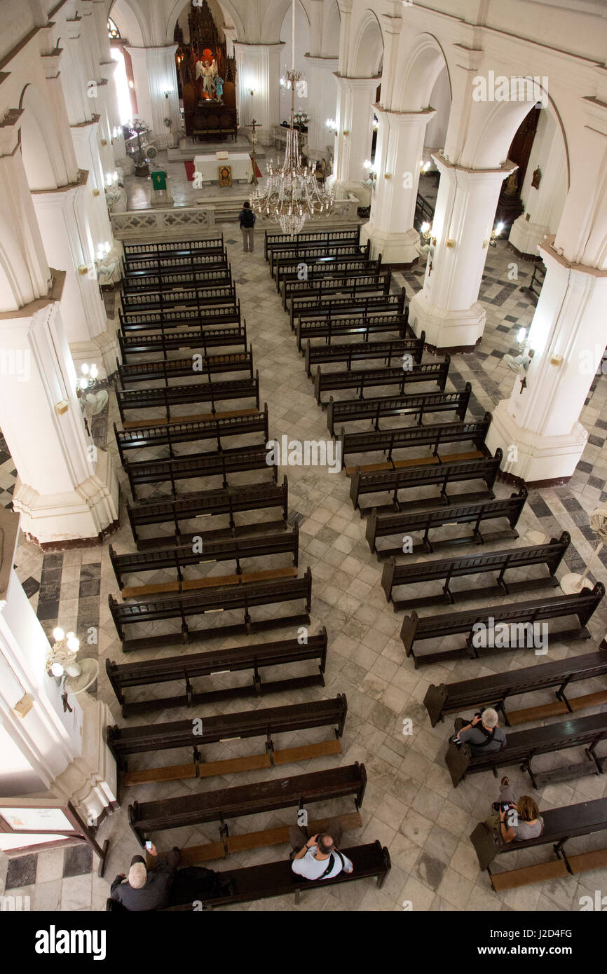 Cuba, Havana, interior of historic church, viewed from above. Old ...