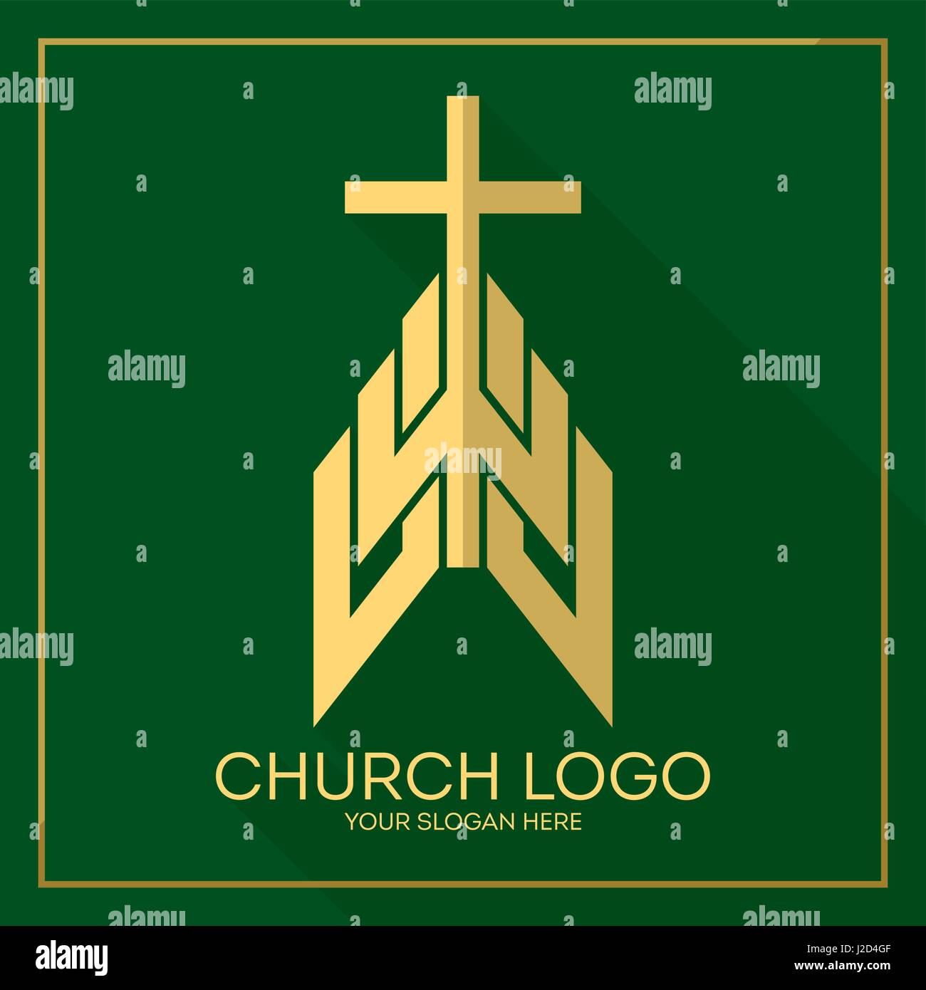 Church Logo Christian Symbols Stylish Cross Of Jesus Christ Among