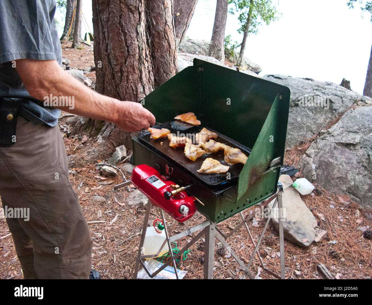 Canada, Ontario, Quetico Park, Lake Agnes wilderness, Cooking lake ...