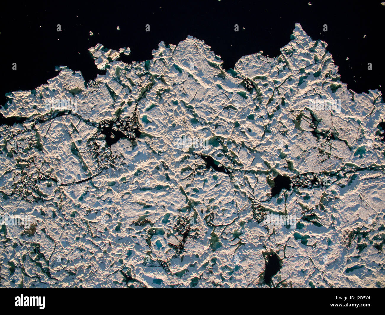 Canada, Nunavut Territory, Repulse Bay, Aerial view of melting icebergs ...