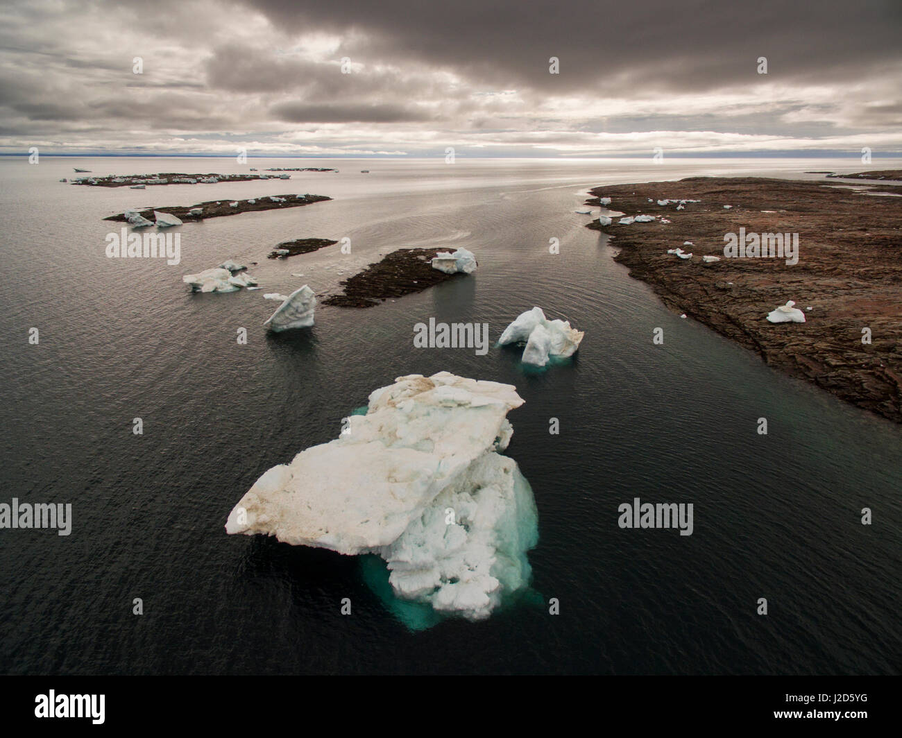 Canada, Nunavut Territory, Repulse Bay, Aerial view of grounded ...