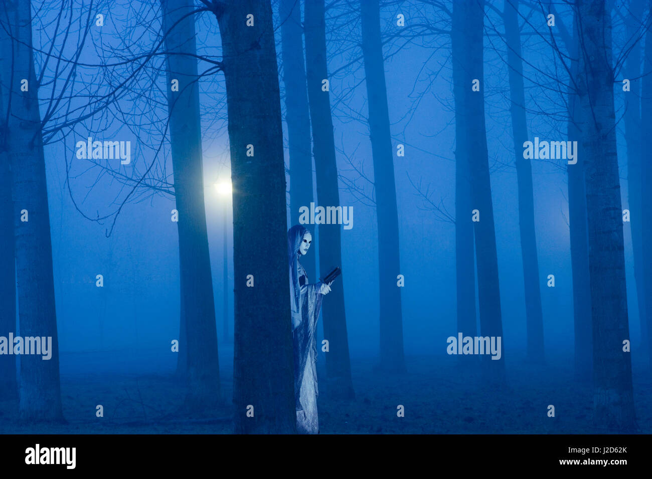 Artistic creation of ghostly figure in woods. Credit as: Jim Zuckerman ...