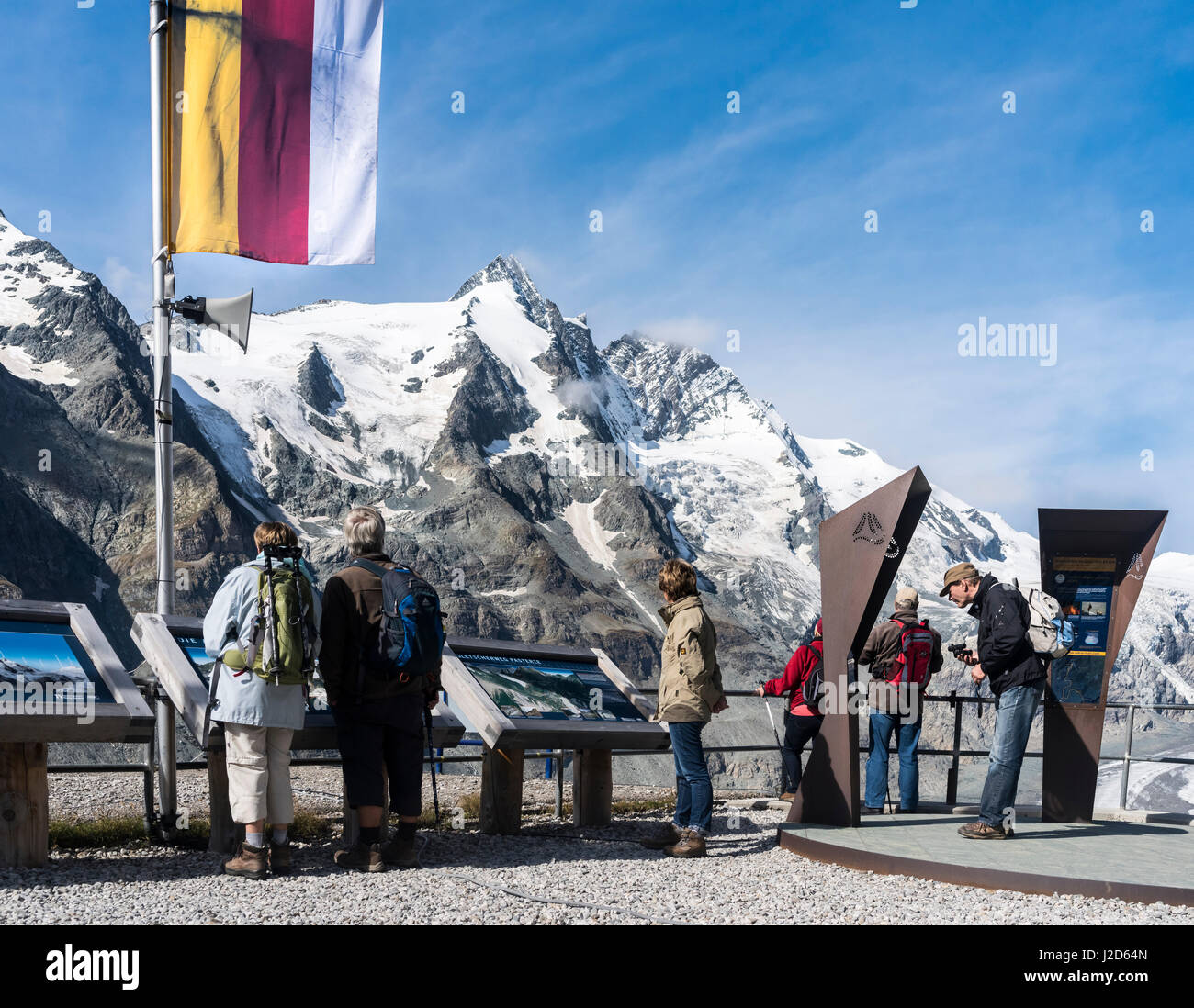 Viewing platform at Franz-Josef-Hoehe with Mount Grossglockner, Austria ...