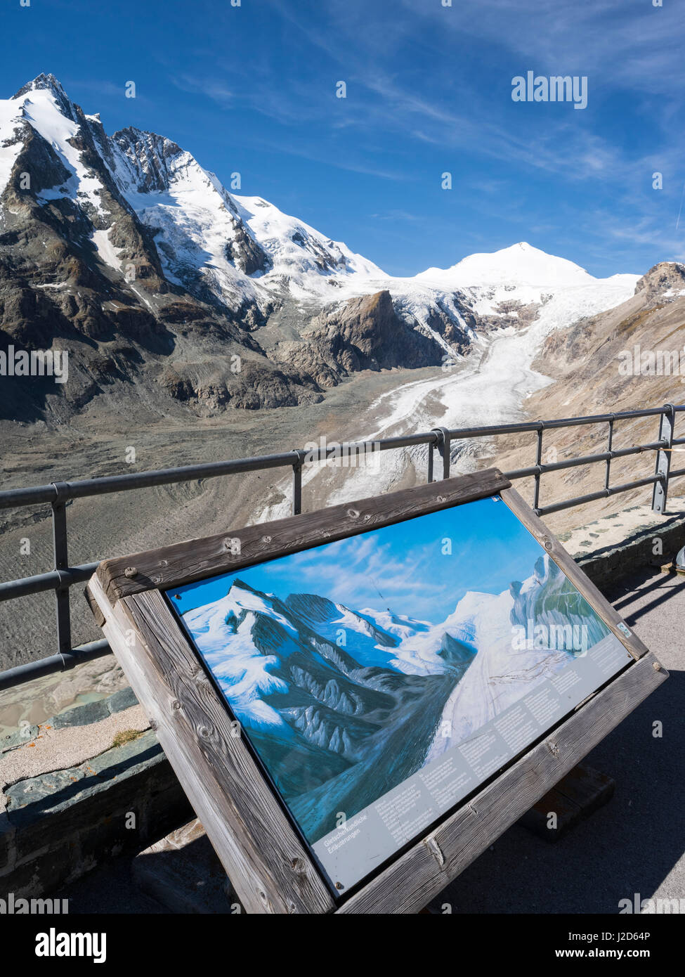 Viewing platform at Franz-Josef-Hoehe with Mount Grossglockner, Austria ...