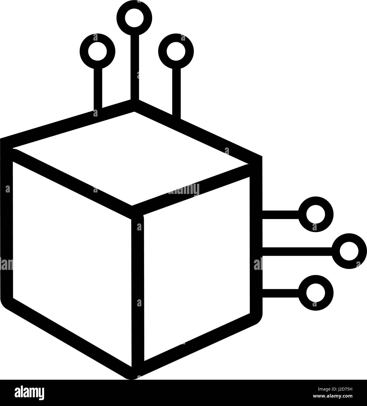Line cube circuits network hi-res stock photography and images - Alamy