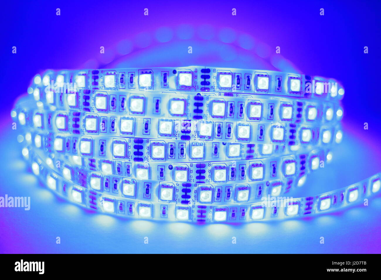 Blue LED strip light Stock Photo - Alamy