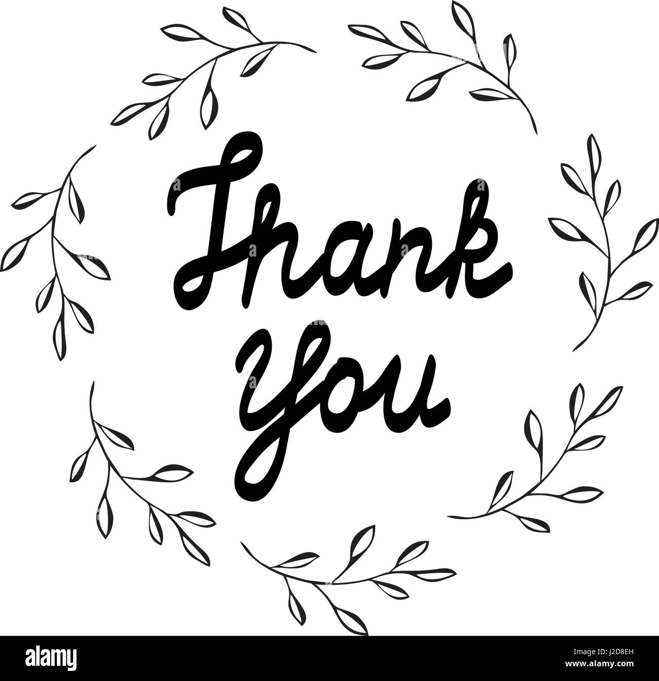vector illustration of thank you card handwritten font Stock Vector ...