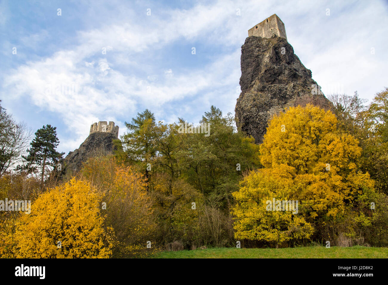 Czech Republic, Liberec, Semily. Trosky Castle is a castle ruin located ...