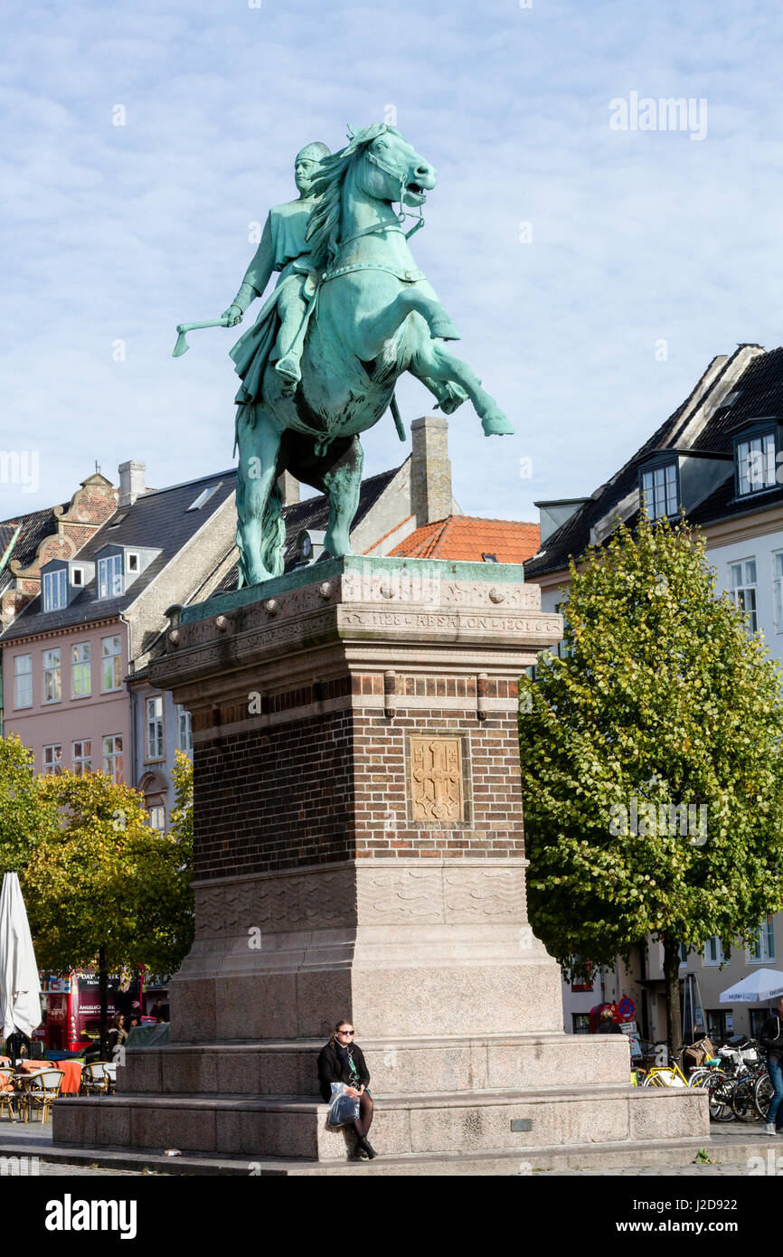 Statue of Absalon. Denmark's first Christian Bishop. Copenhagen Center ...