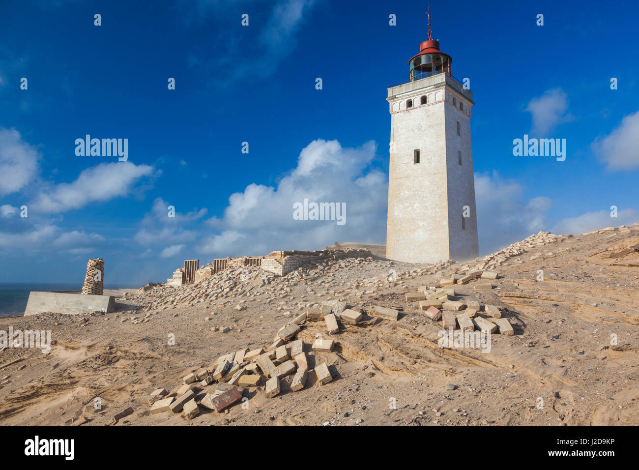 Denmark, Jutland, Lonstrup, Rudbjerg Knude Fyr Lighthouse, slowly being ...
