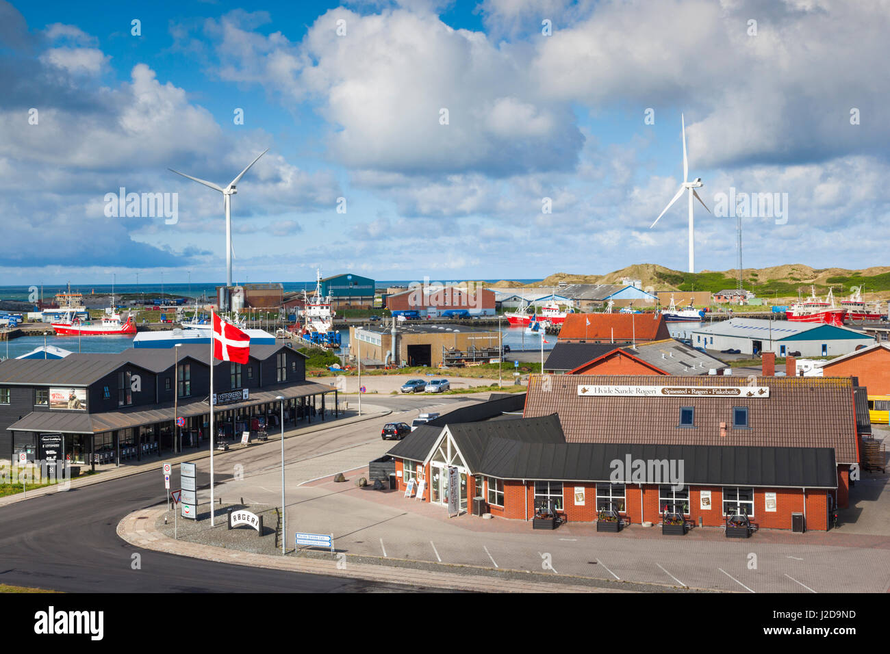 Denmark, Jutland, Danish Riviera, Hvide Sande, elevated port view Stock ...