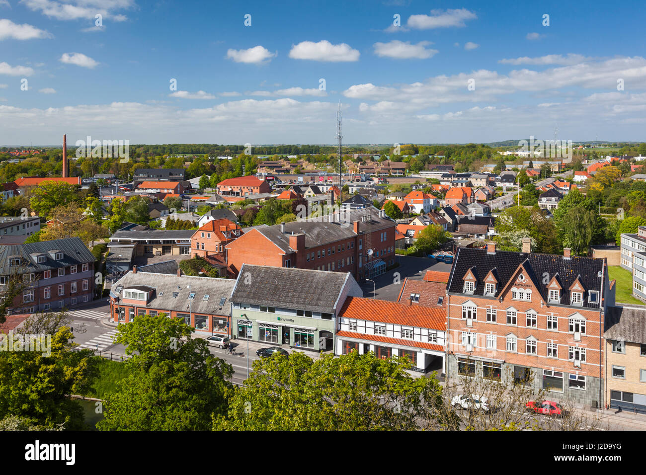 Denmark, Zealand, Vordingborg, elevated town view Stock Photo - Alamy