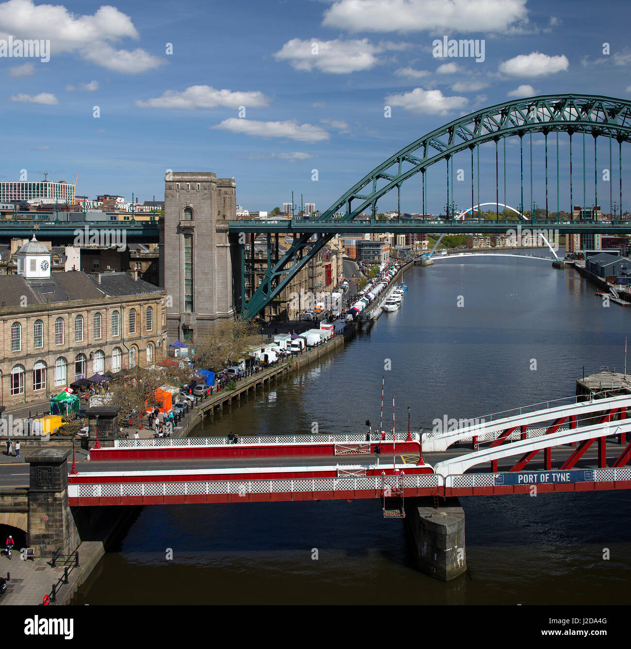 A daytime view of the Sunday quayside market in Newcastle upon Tyne ...