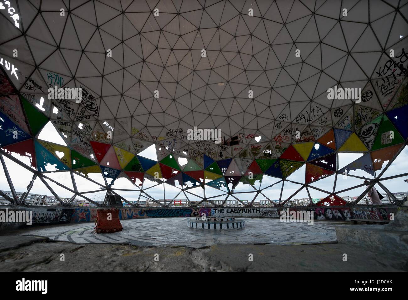 A view of the interior of a radome taken at the former monitorng ...