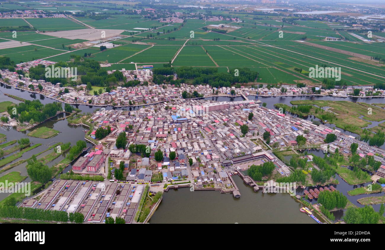 Shijiazhuang, China. 28th April, 2017. Aerial photo taken on April 25 ...