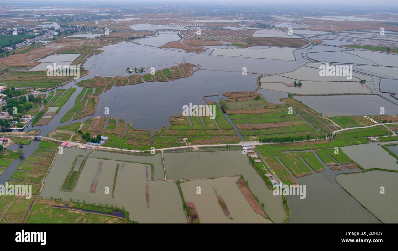 Shijiazhuang, China. 28th April, 2017. Aerial photo taken on April 25 ...