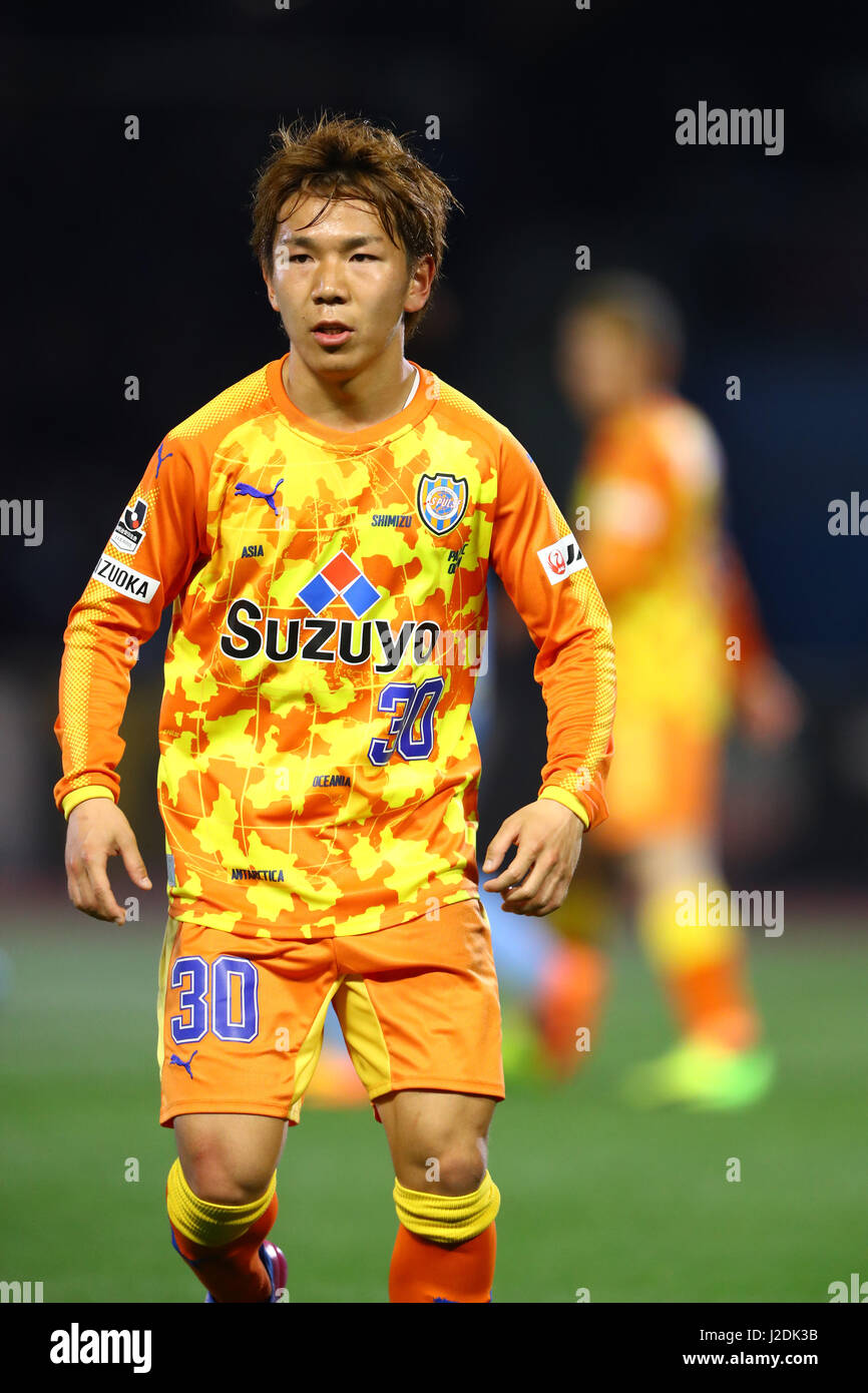 Kanagawa, Japan. 21st Apr, 2017. Shota Kaneko (S-Pulse) Football/Soccer ...