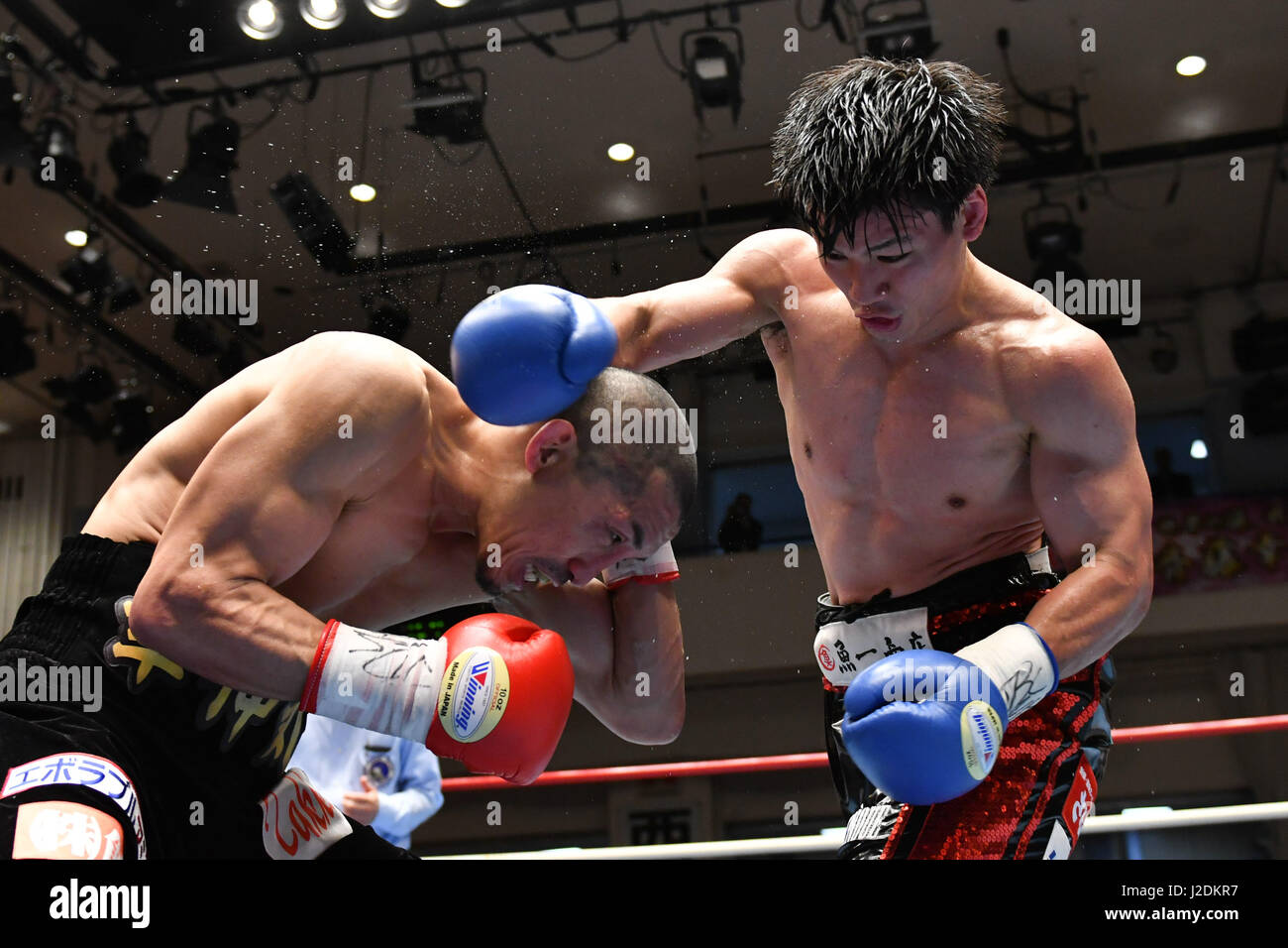 Tokyo, Japan. 25th Apr, 2017. (L-R) Koshinmaru Saito, Takeshi Inoue ...