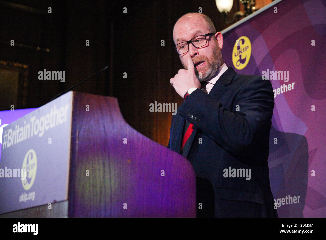 London, UK. 28th Apr, 2017. UKIP Leader Paul Nuttall launches UKIP's ...