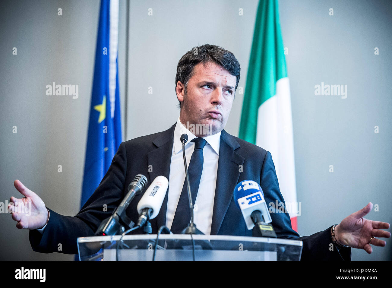 Brussels, Bxl, Belgium. 28th Apr, 2017. Former Italian Matteo Renzi ...