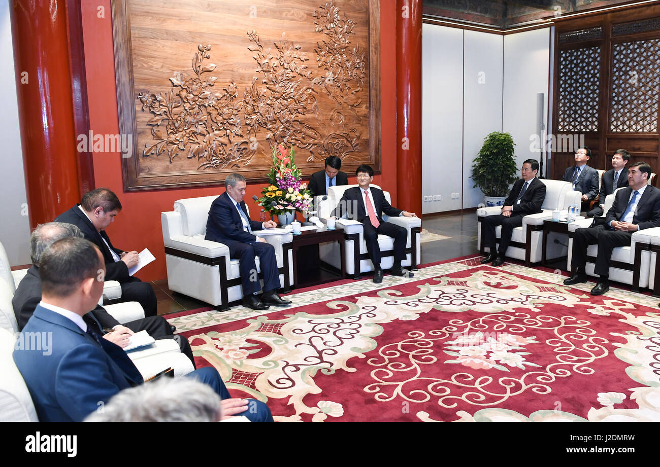 Beijing, China. 27th Apr, 2017. Meng Jianzhu, head of the Commission ...