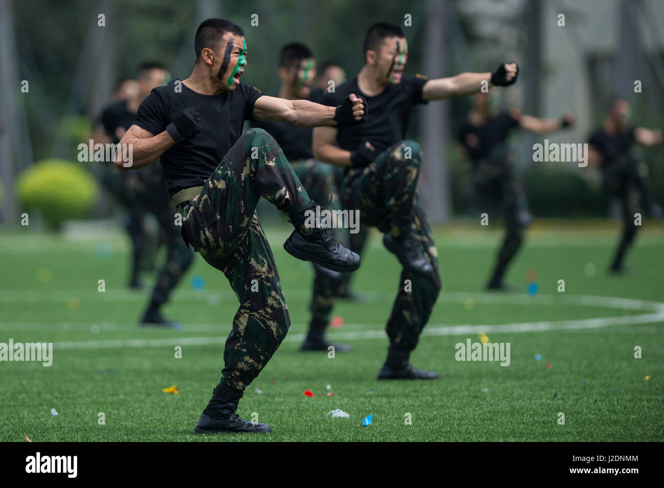 Macao, China. 28th Apr, 2017. Soldiers of the People's Liberation Army ...