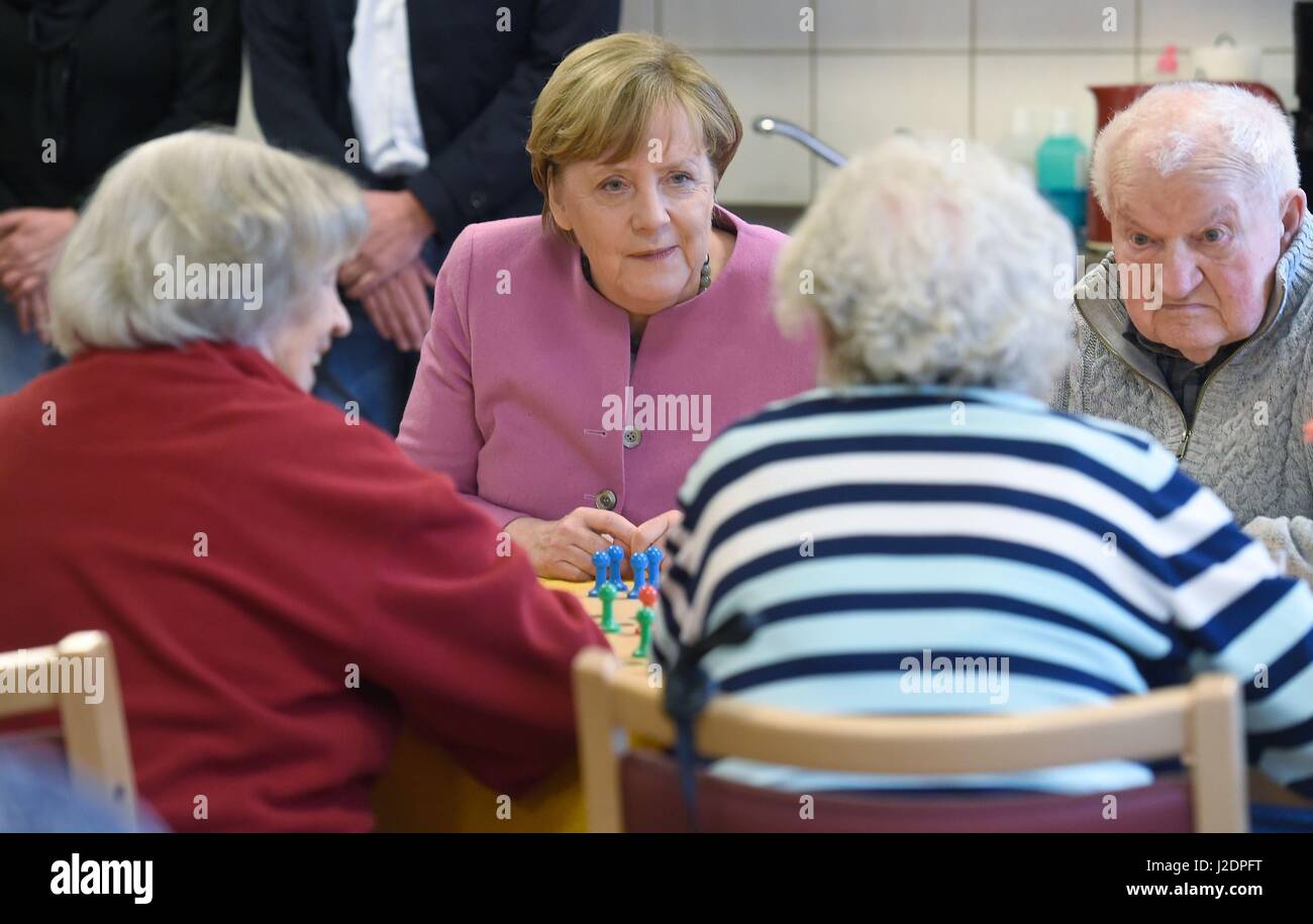 Kiel, Germany. 28th Apr, 2017. German Chancellor Angela Merkel visiting ...