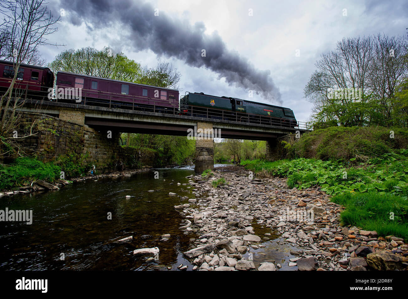 Irwell Vale, UK. 27th Apr, 2017. The City of Wells locomotive steams ...