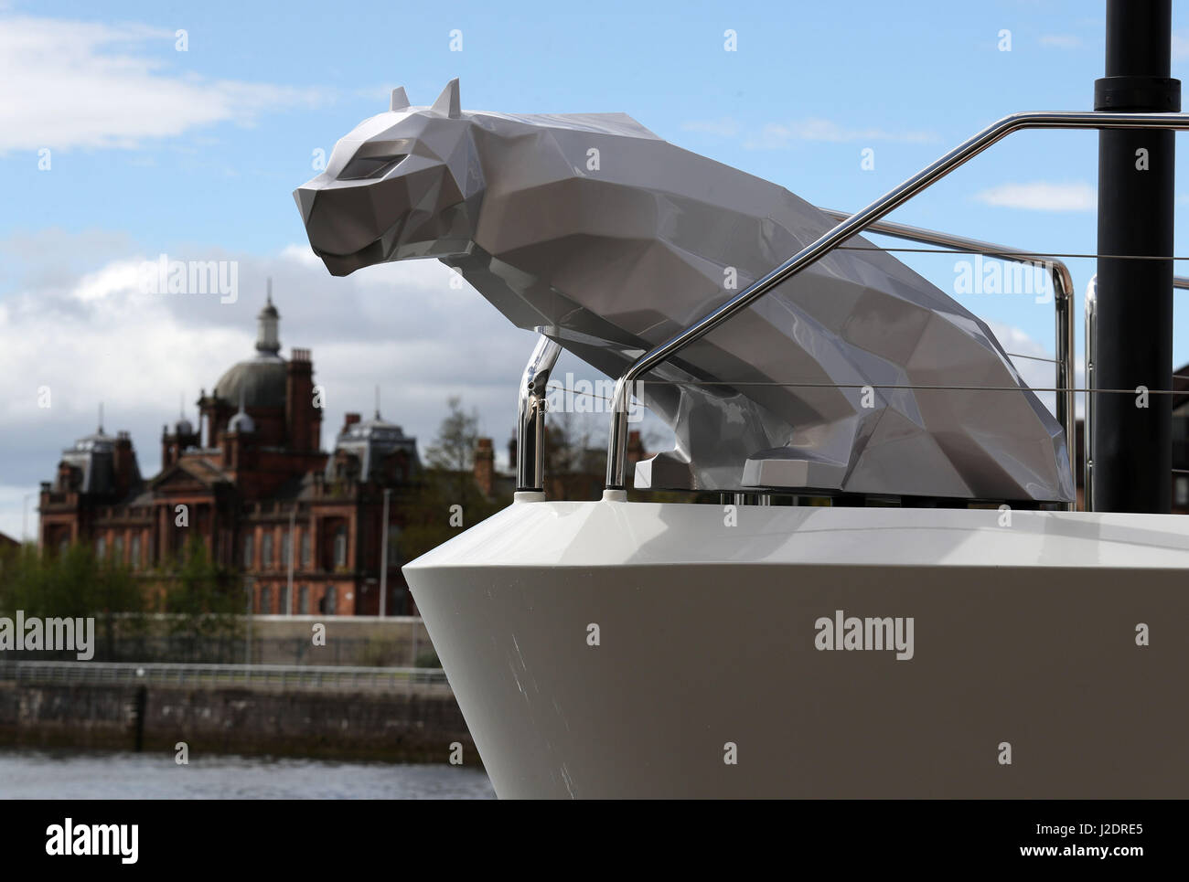 A detail onboard the superyacht LADY M, which is moored next to the ...