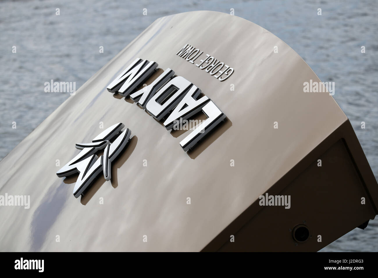 A detail onboard the superyacht LADY M, which is moored next to the ...